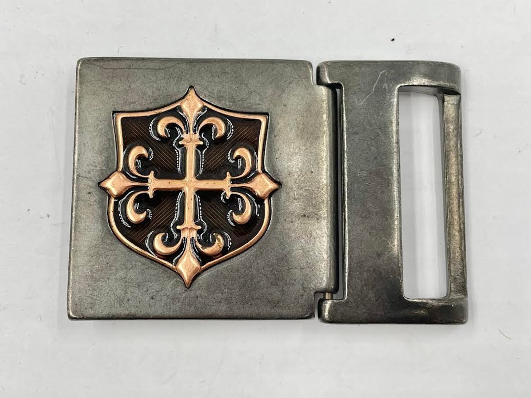 Segmented Metal Belt Buckle With Copper and Enamel Seal - Etsy