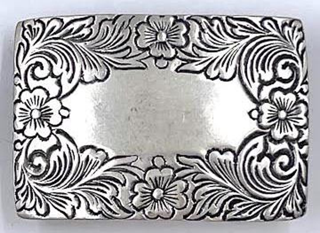 Silver Belt Buckle With Floral Pattern - Etsy