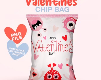 Valentine's Day Chip Bags Printable , Favors, Valentines Chocolate ...