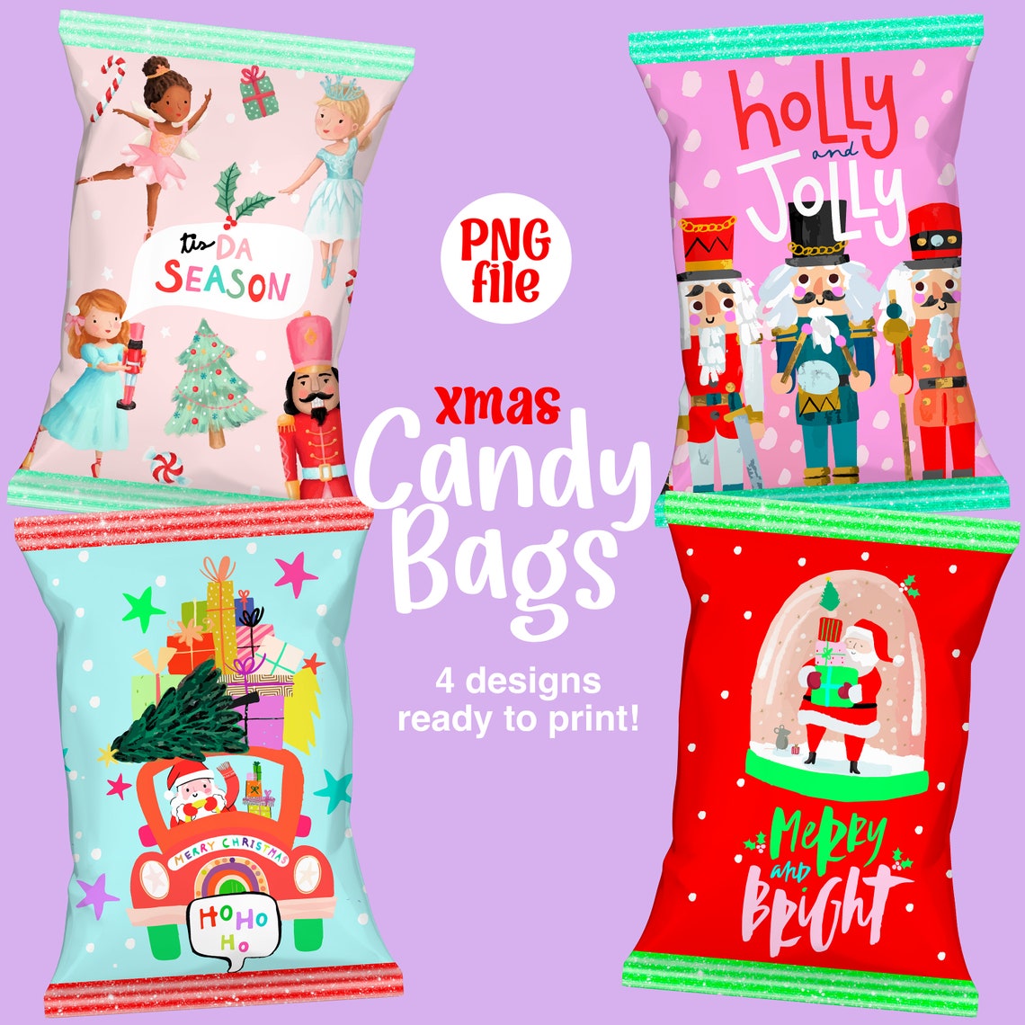 Christmas Chip Bag Wrapper, Christmas Chip Bag Template, Christmas ...