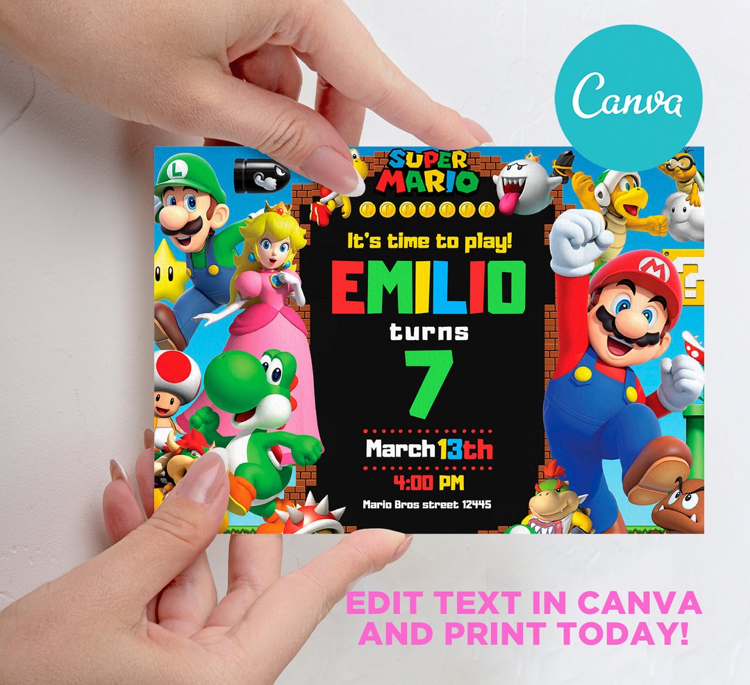 Super Mario Bros Digital Birthday Invitation | Super Mario Brothers ...