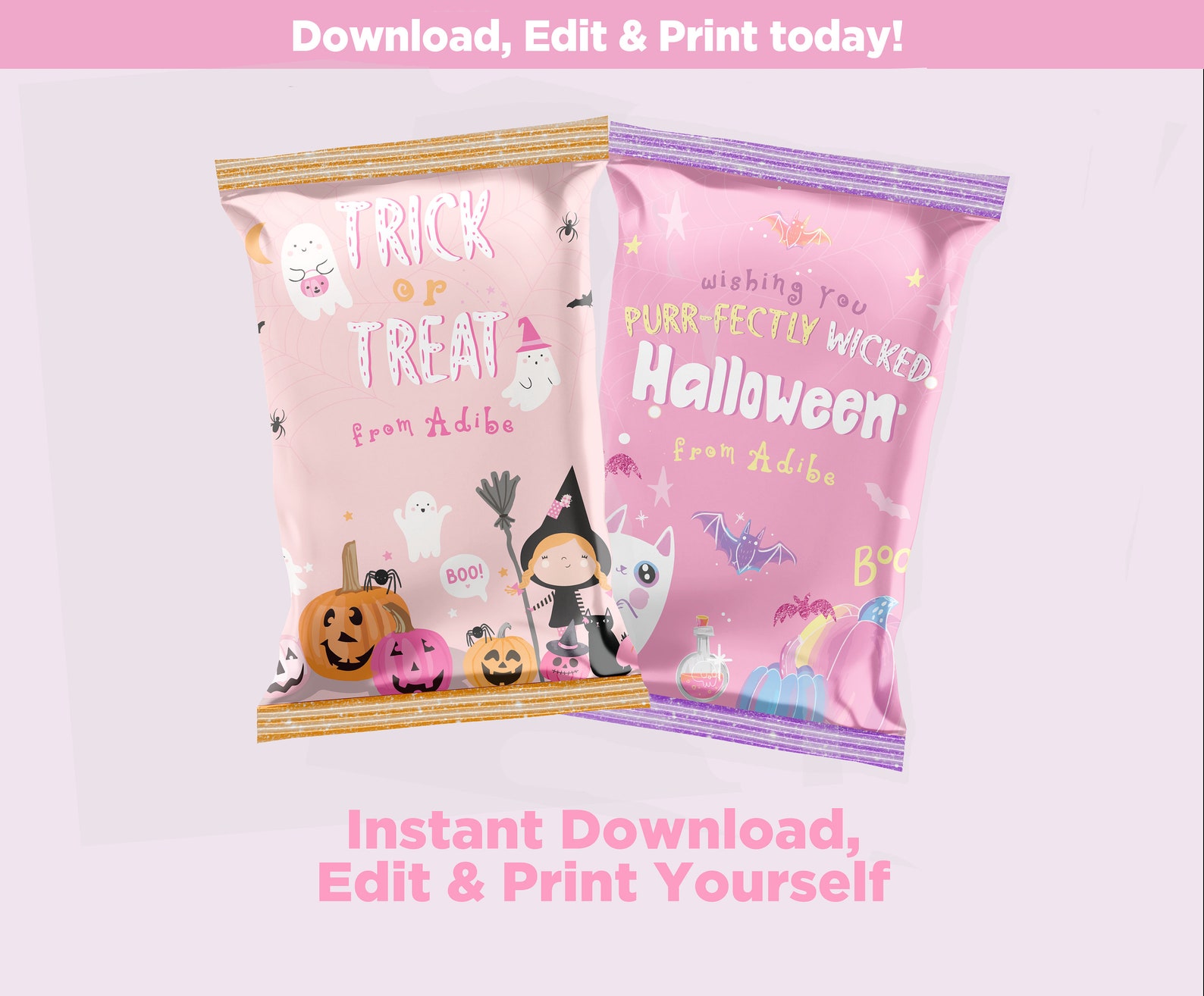 Halloween Chip Bag, Instant Download, Trick or Treat Chip Bag Wrappers ...