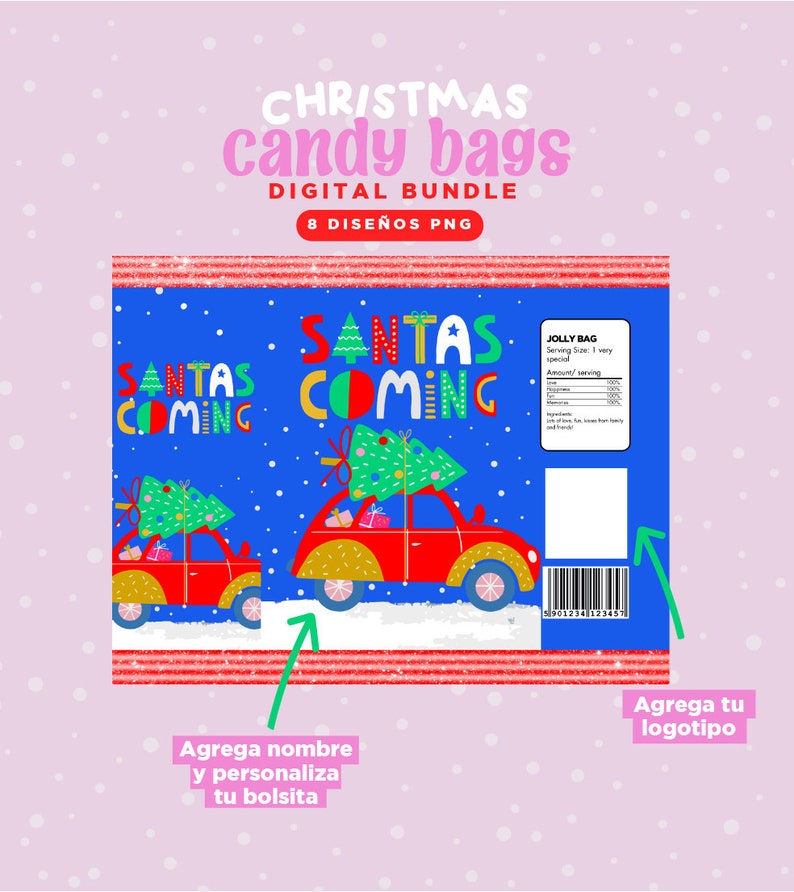 Christmas Chip Bag Wrapper, Christmas Chip Bag Template, Christmas ...
