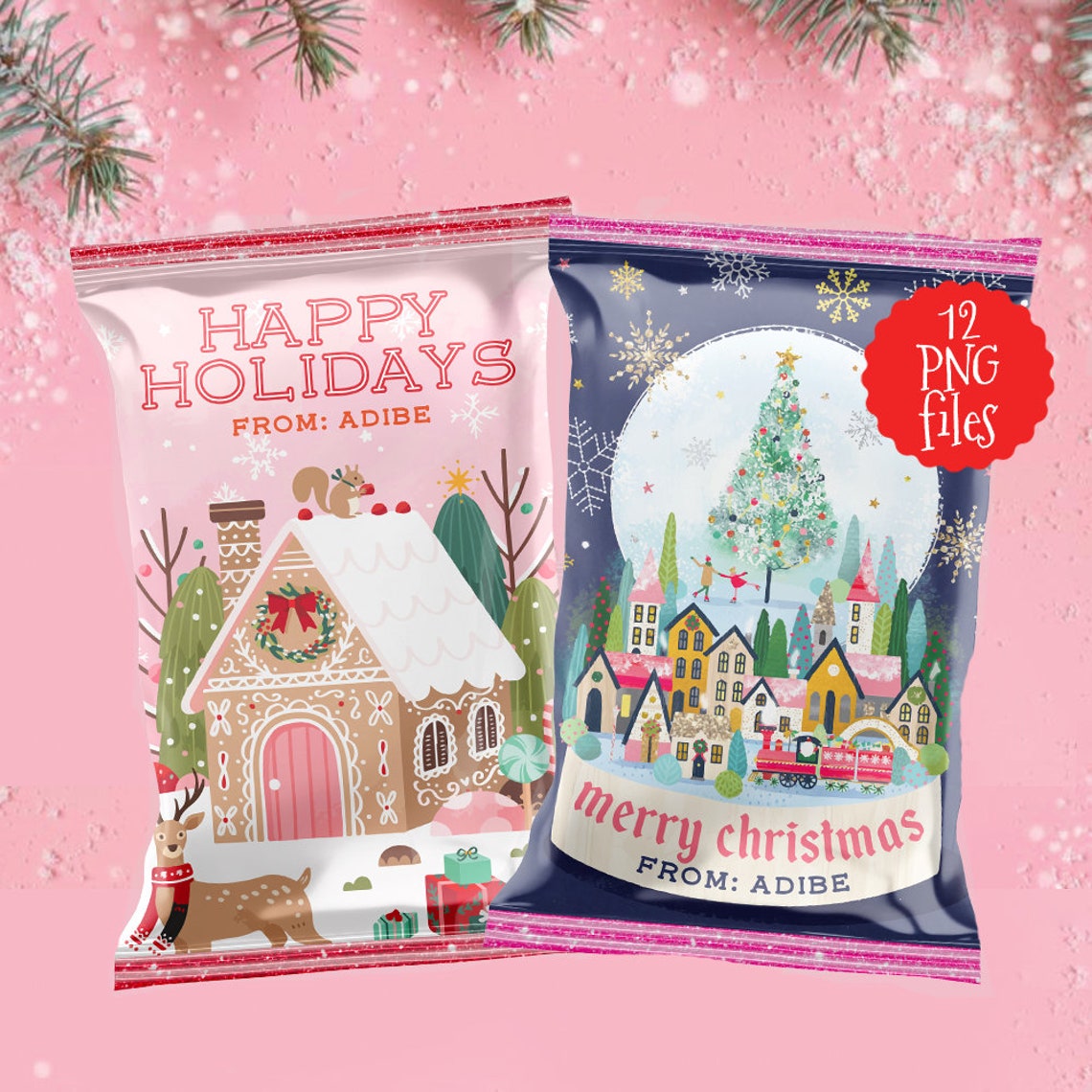 Christmas Chip Bag Wrapper, Christmas Chip Bag Template, Christmas ...