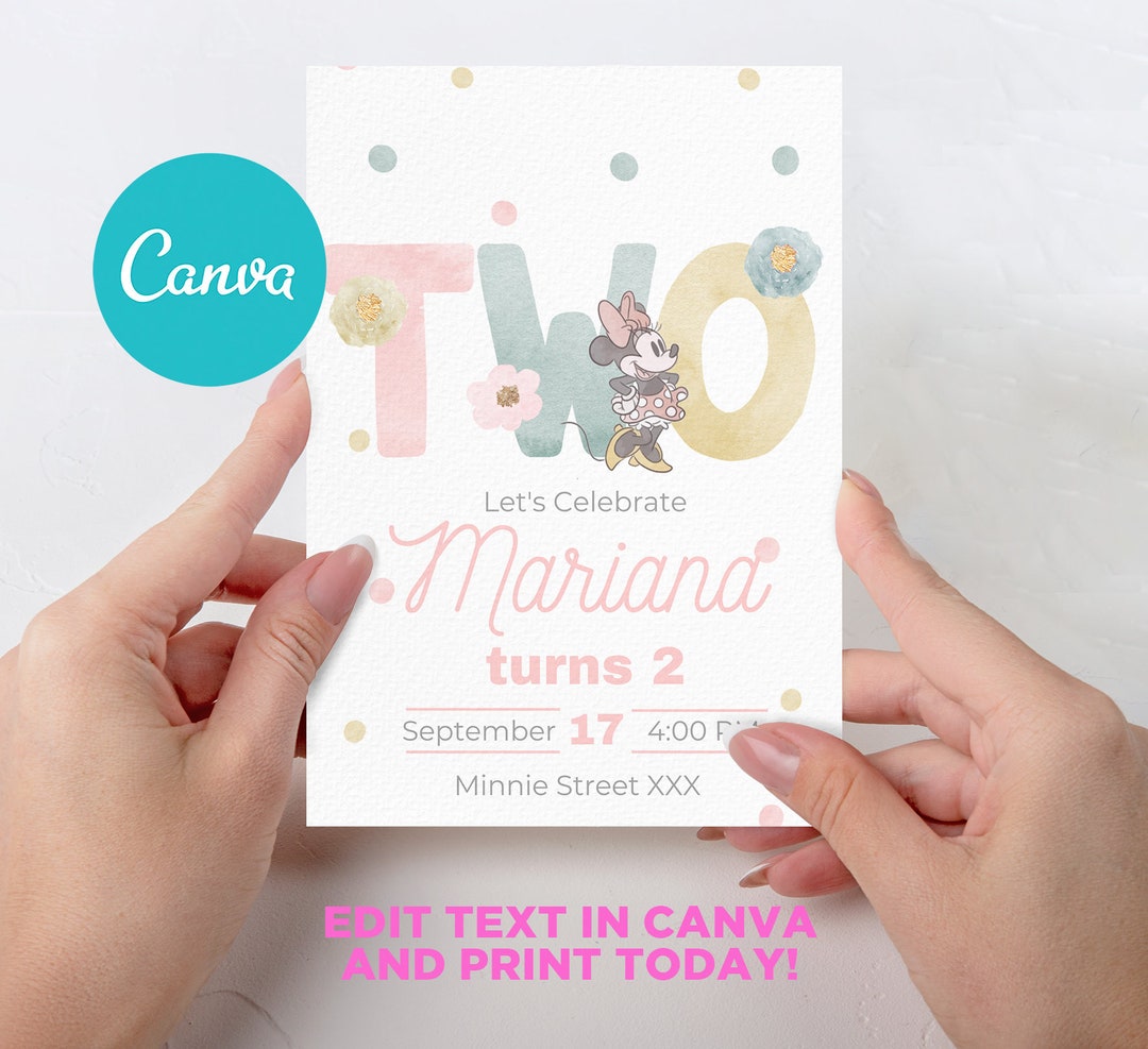 EDITABLE Minnie Mouse Invitation, Pink Minnie Mouse Birthday Party ...