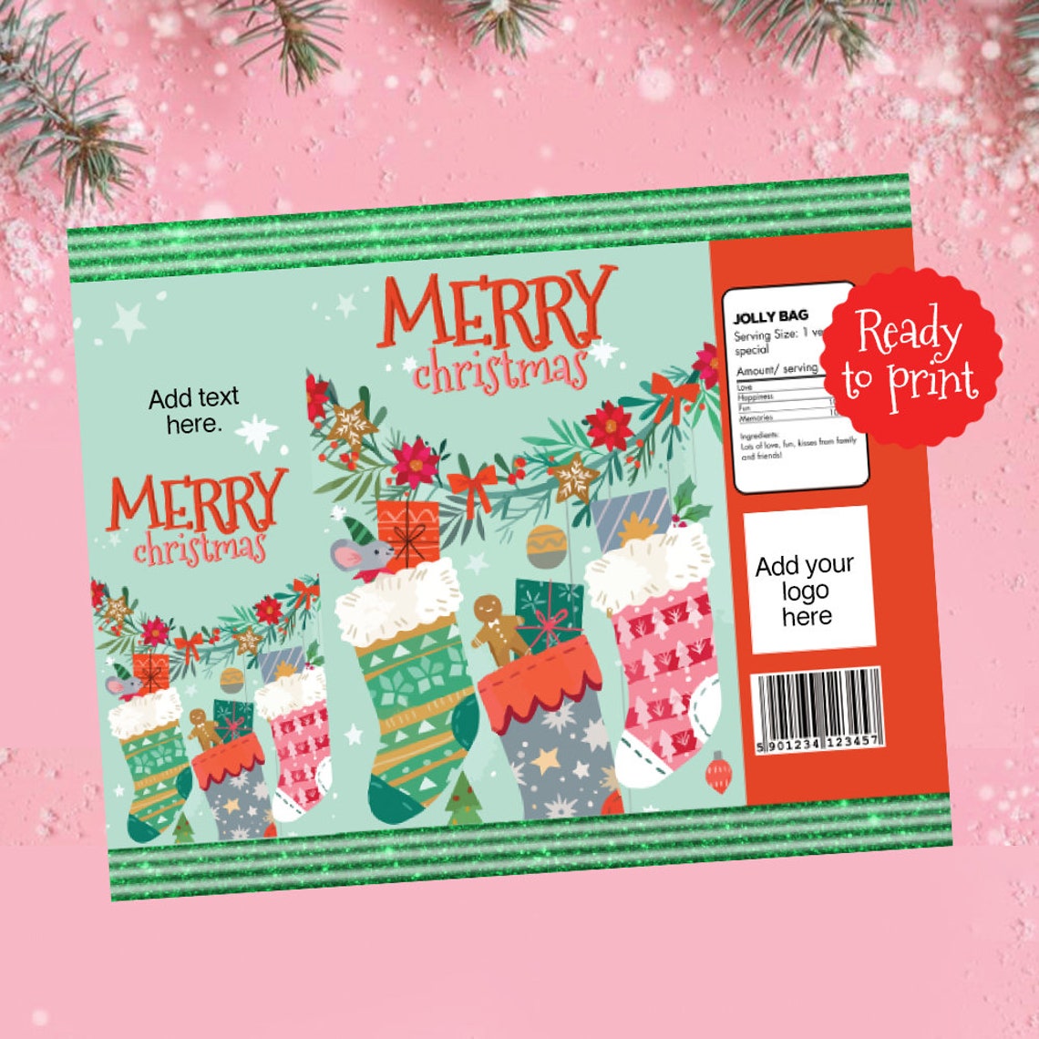 Christmas Chip Bag Wrapper Christmas Chip Bag Template - Etsy