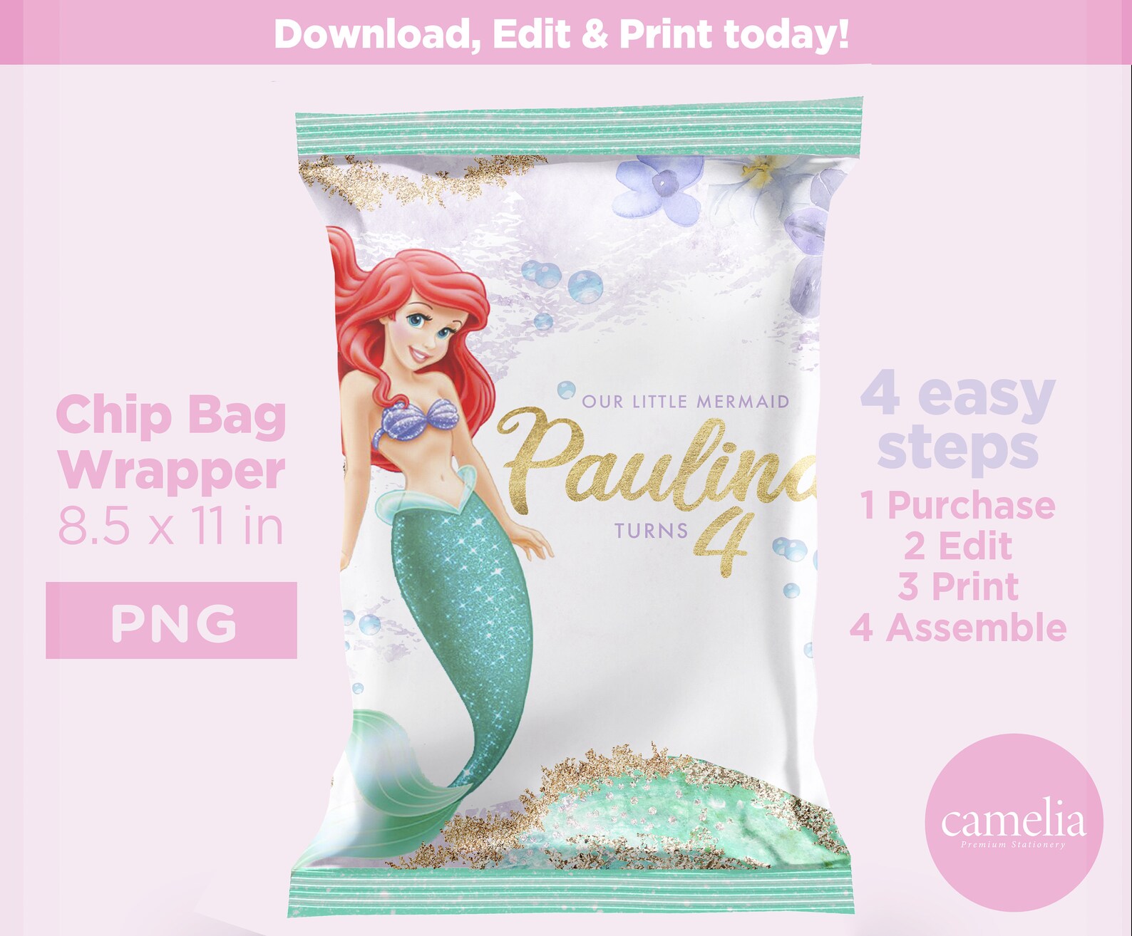 Little Mermaid Birthday Party, Chip Bags Wrapper Label ,little Mermaid ...