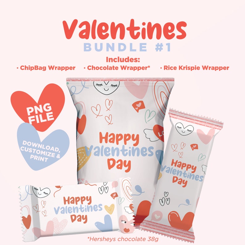 Valentine's Day Chip Bags Printable , Favors, Valentines Chocolate ...