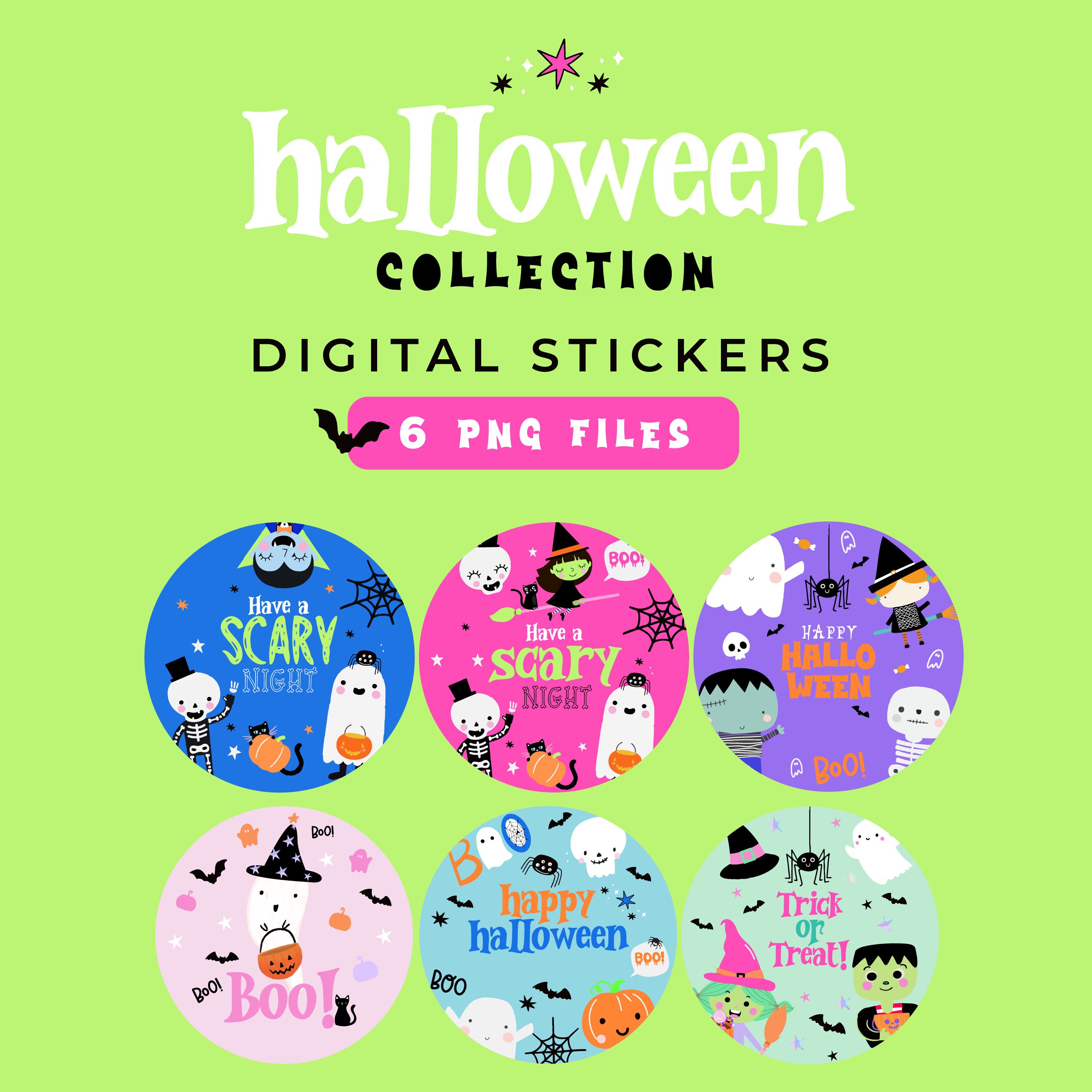 Halloween Stickers EPS PNG Bundle, Halloween PNG Stickers, Packaging ...