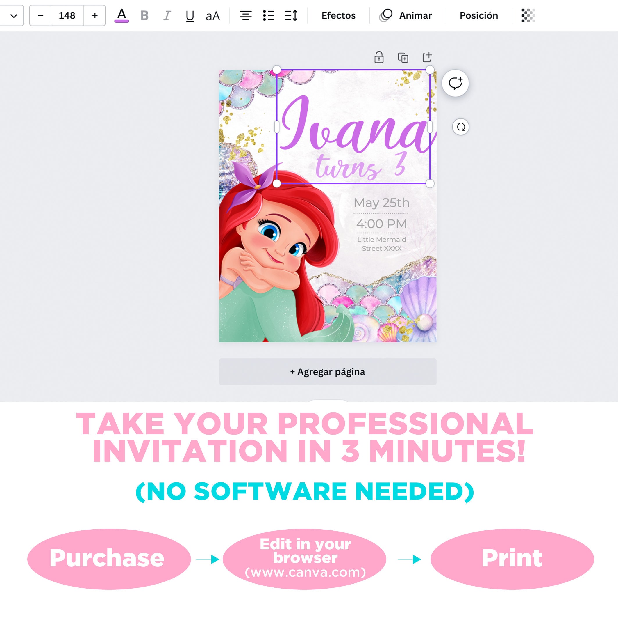 Editable Little Mermaid Invitation Mermaid Invitation Little - Etsy