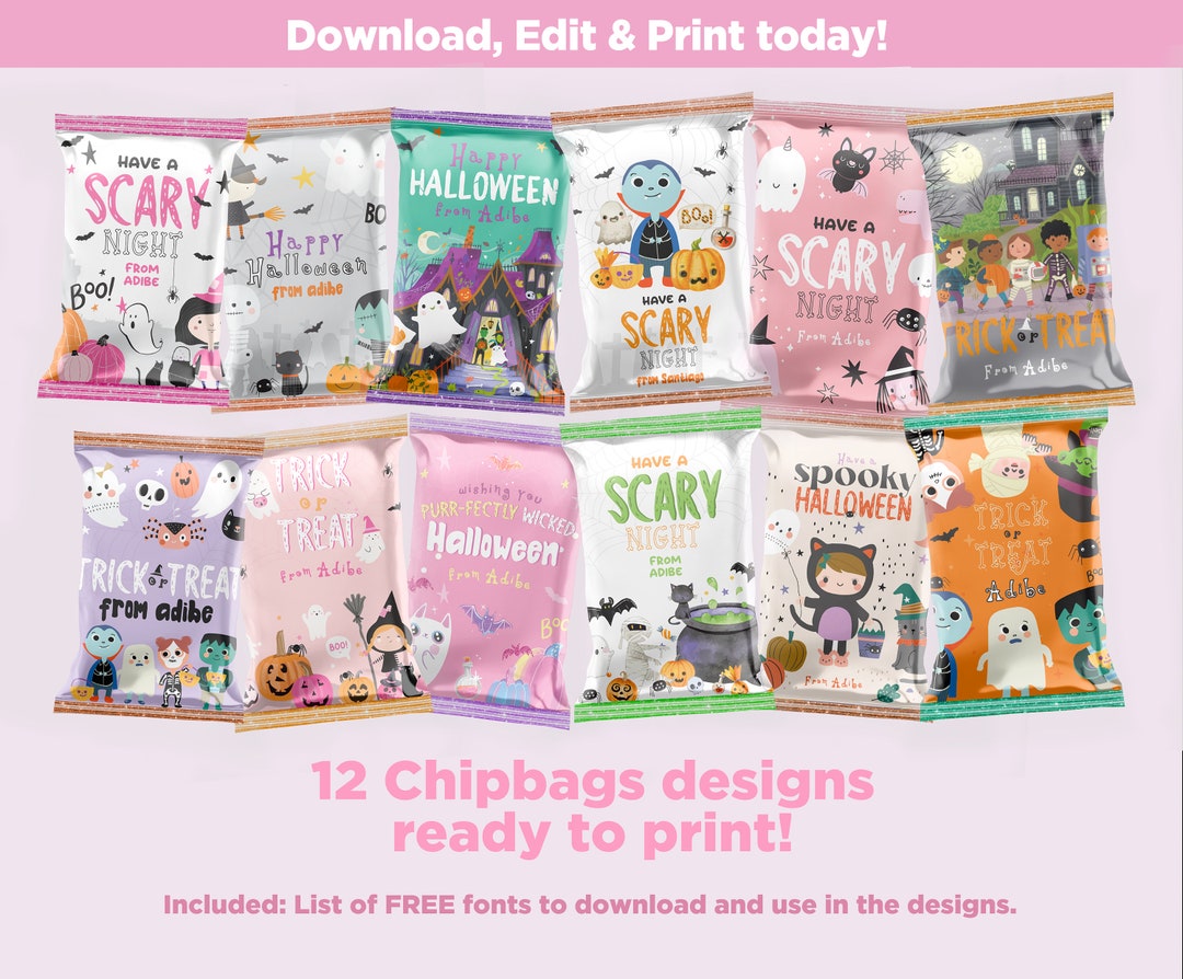 Halloween Chip Bag, Instant Download, Trick or Treat Chip Bag Wrappers ...