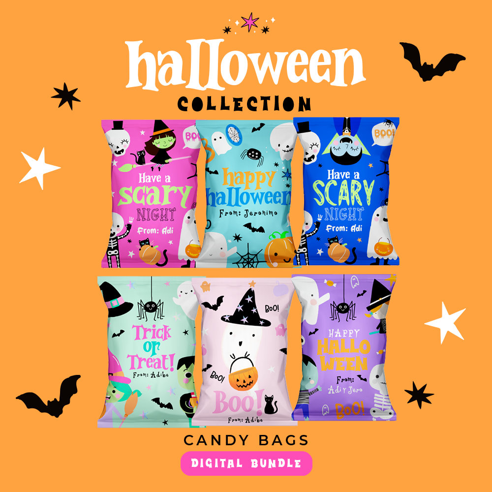 Halloween Chip Bag, Instant Download, Trick or Treat Chip Bag Wrappers ...