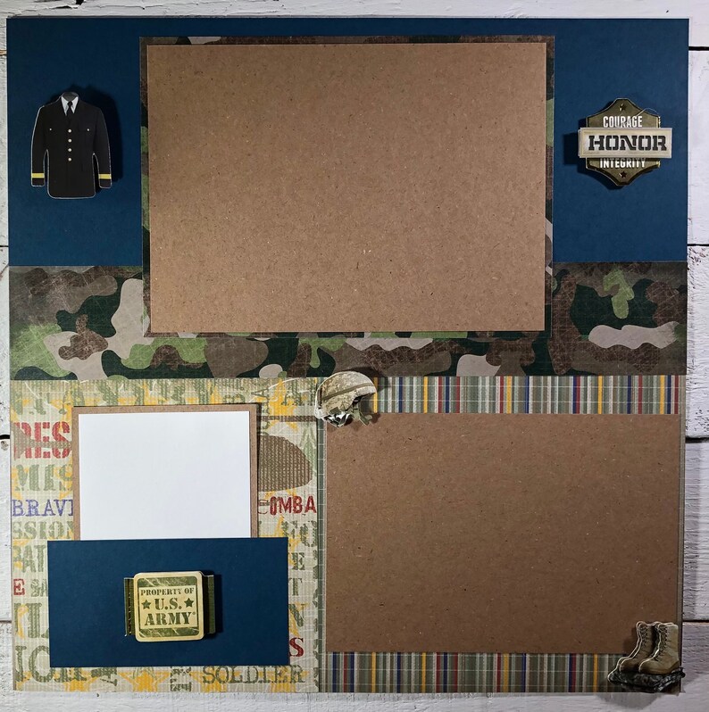 Army 12x12 Scrapbook Layout 2 Page Military Layout - Etsy
