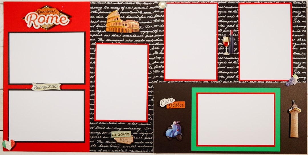 Rome 12x12 Scrapbook Layout Two Page Layout Premade Scrapbook Pages - Etsy