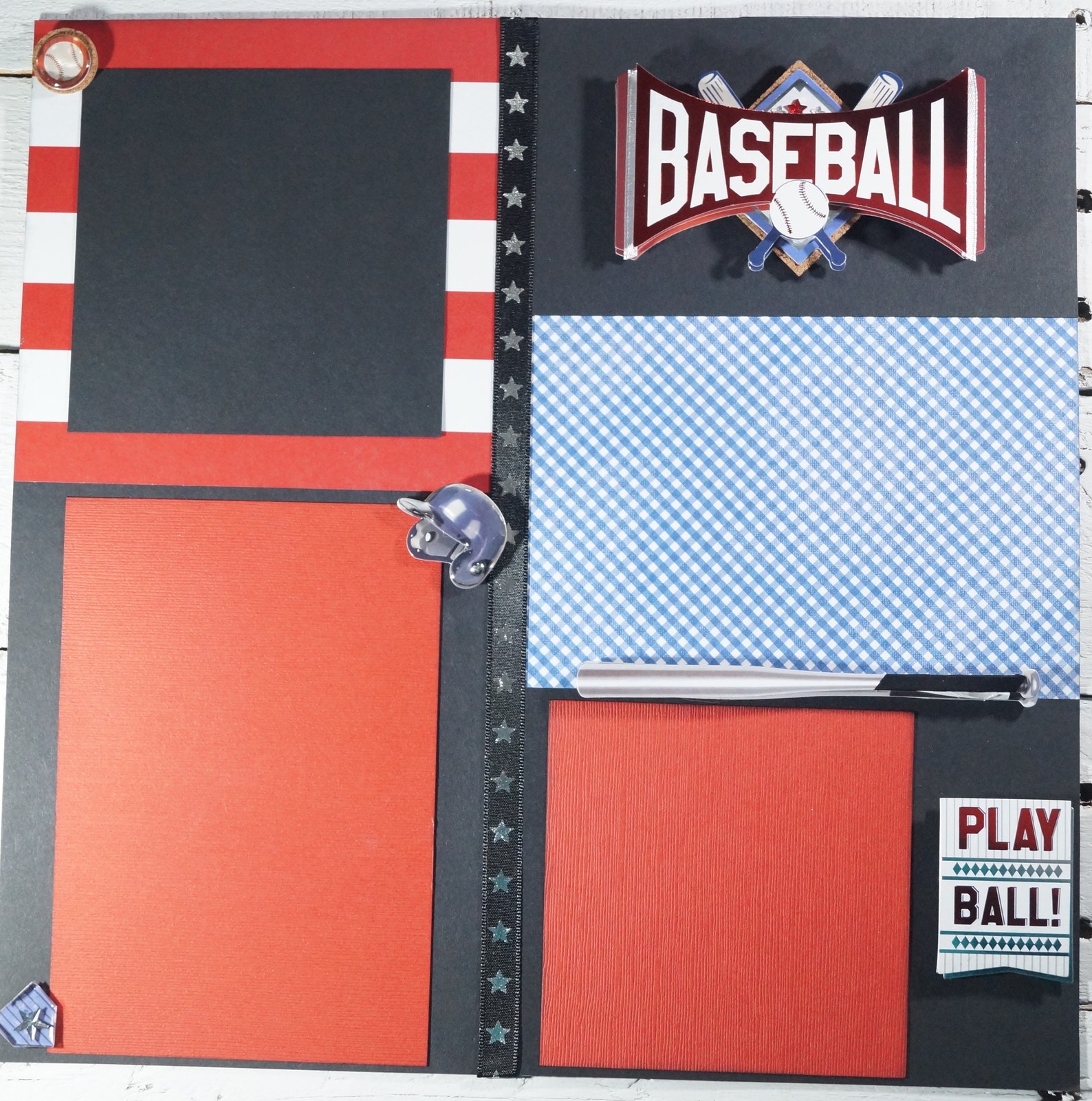 Baseball 12x12 Scrapbook Layout Two Page Layout Premade - Etsy
