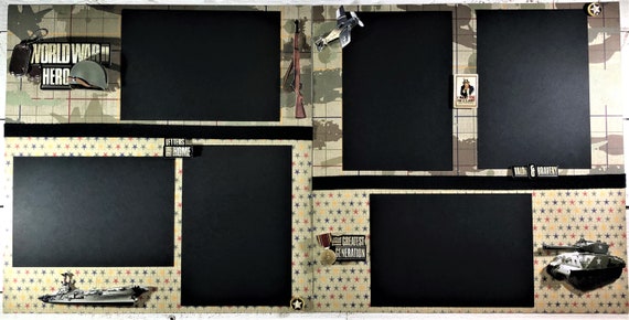 World War II Hero 12x12 Scrapbook Layout Two Page Layout - Etsy