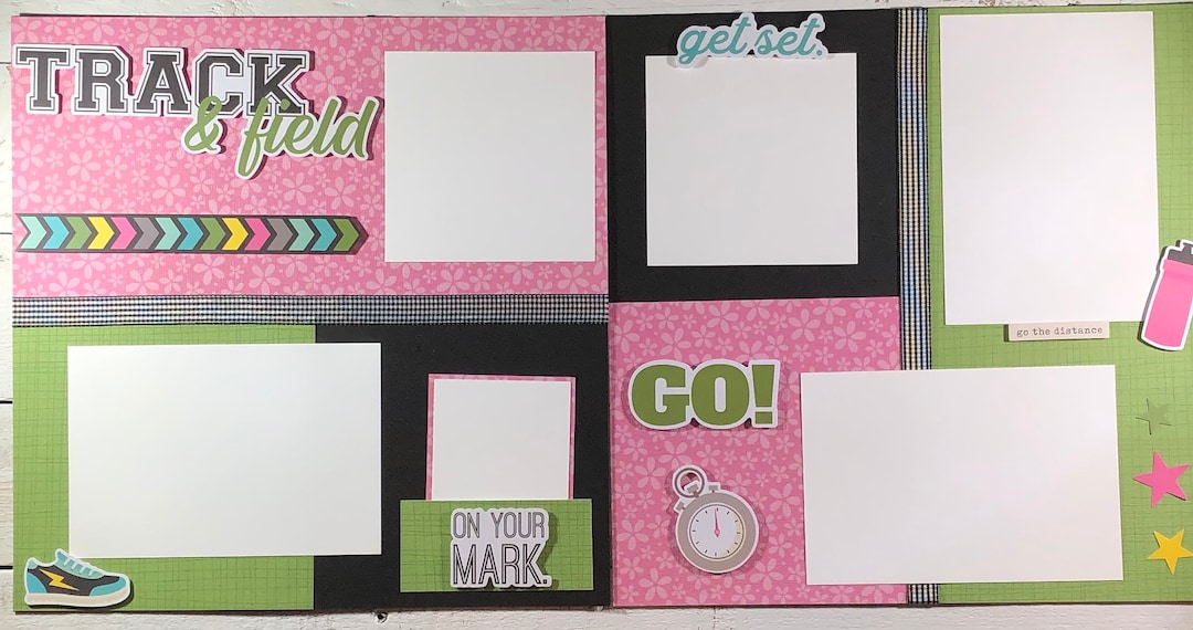 Track and Field 12x12 Scrapbook Layout Two Page Layout Premade ...
