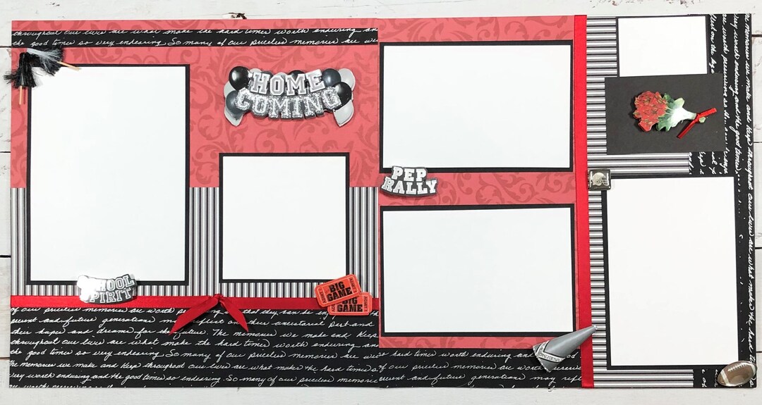 Homecoming 12x12 Scrapbook Layout - Personalized Two Page Layout - Etsy