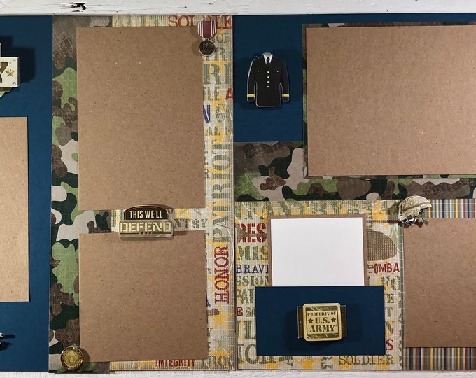 Army 12x12 Scrapbook Layout 2 Page Military Layout - Etsy