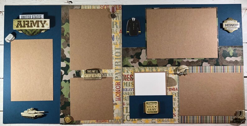 Army 12x12 Scrapbook Layout 2 Page Military Layout - Etsy