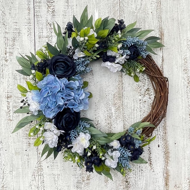 Blue and White Wreath - Etsy