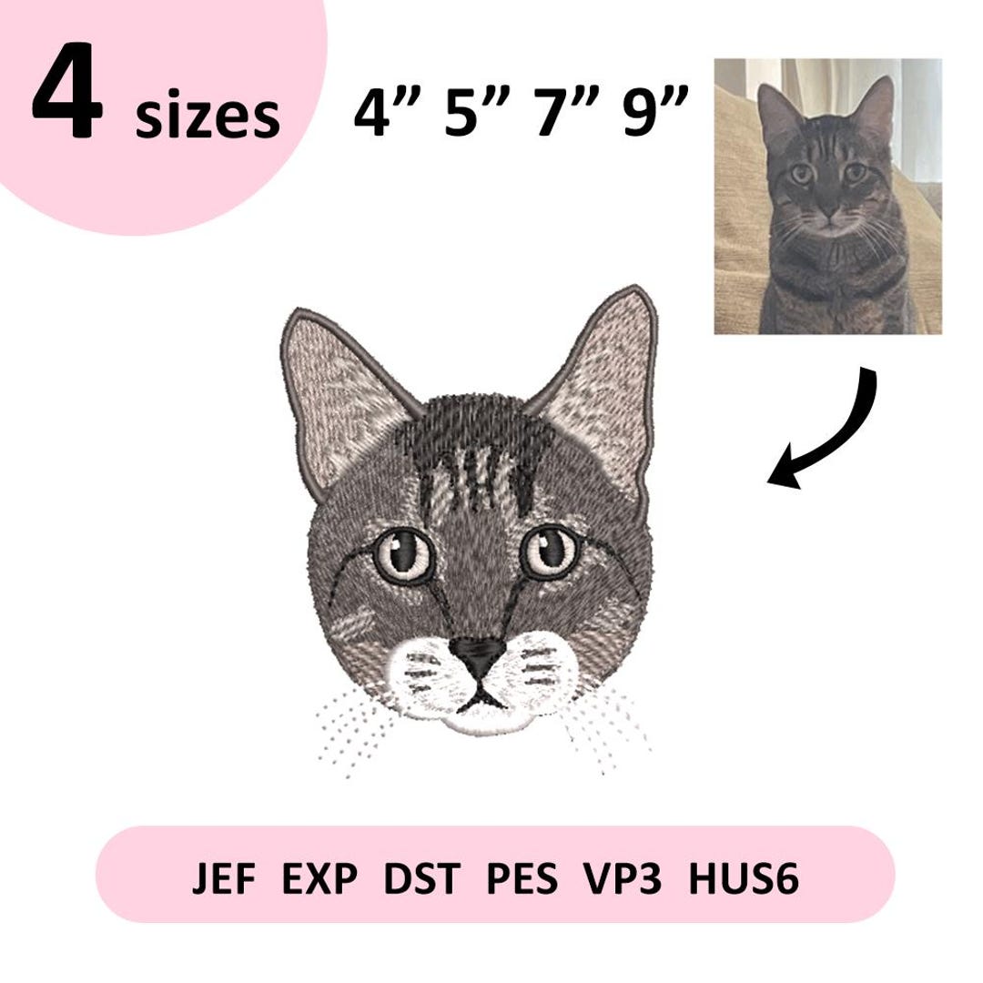 Custom Cat Embroidery Design Files, Custom Pet Portrait Embroidery ...