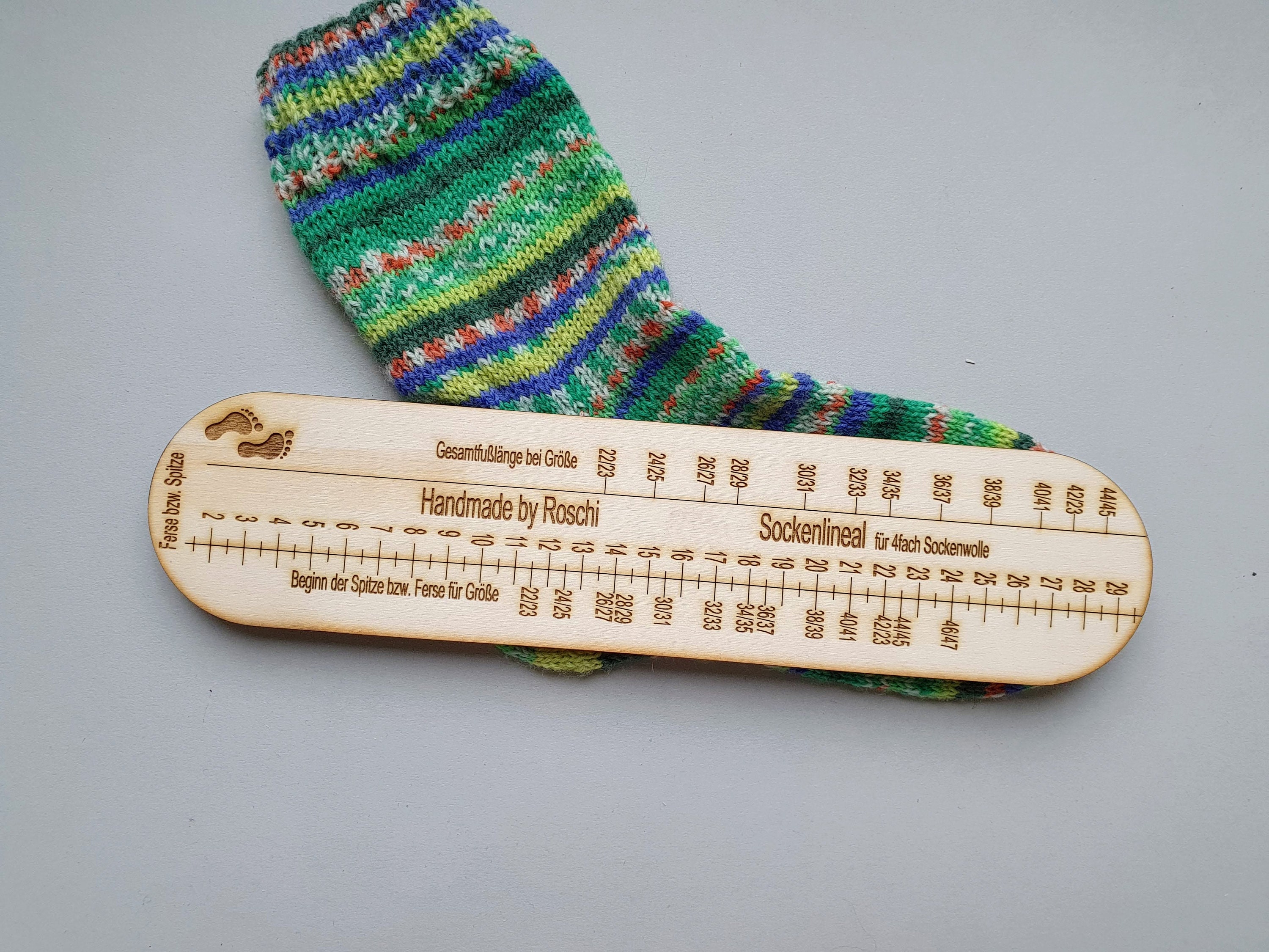 Sock ruler for 4-fold sock wool sock ruler for thick wool | Etsy