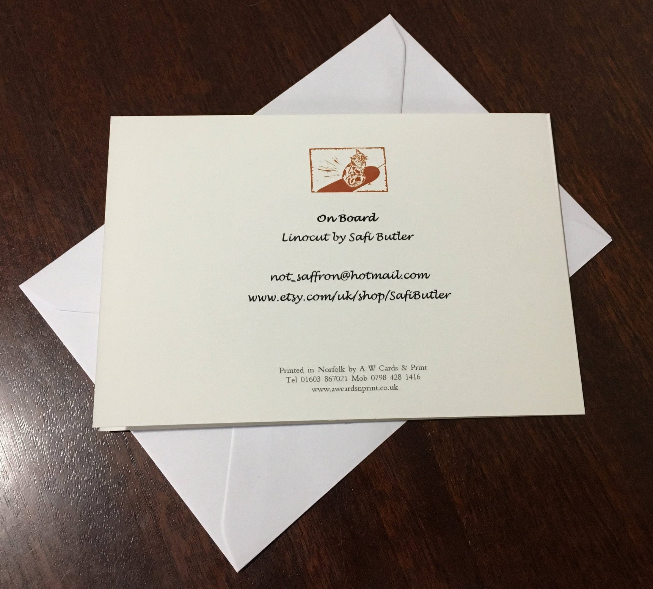 Ginger Cat Greetings Card From Lino Print - Etsy