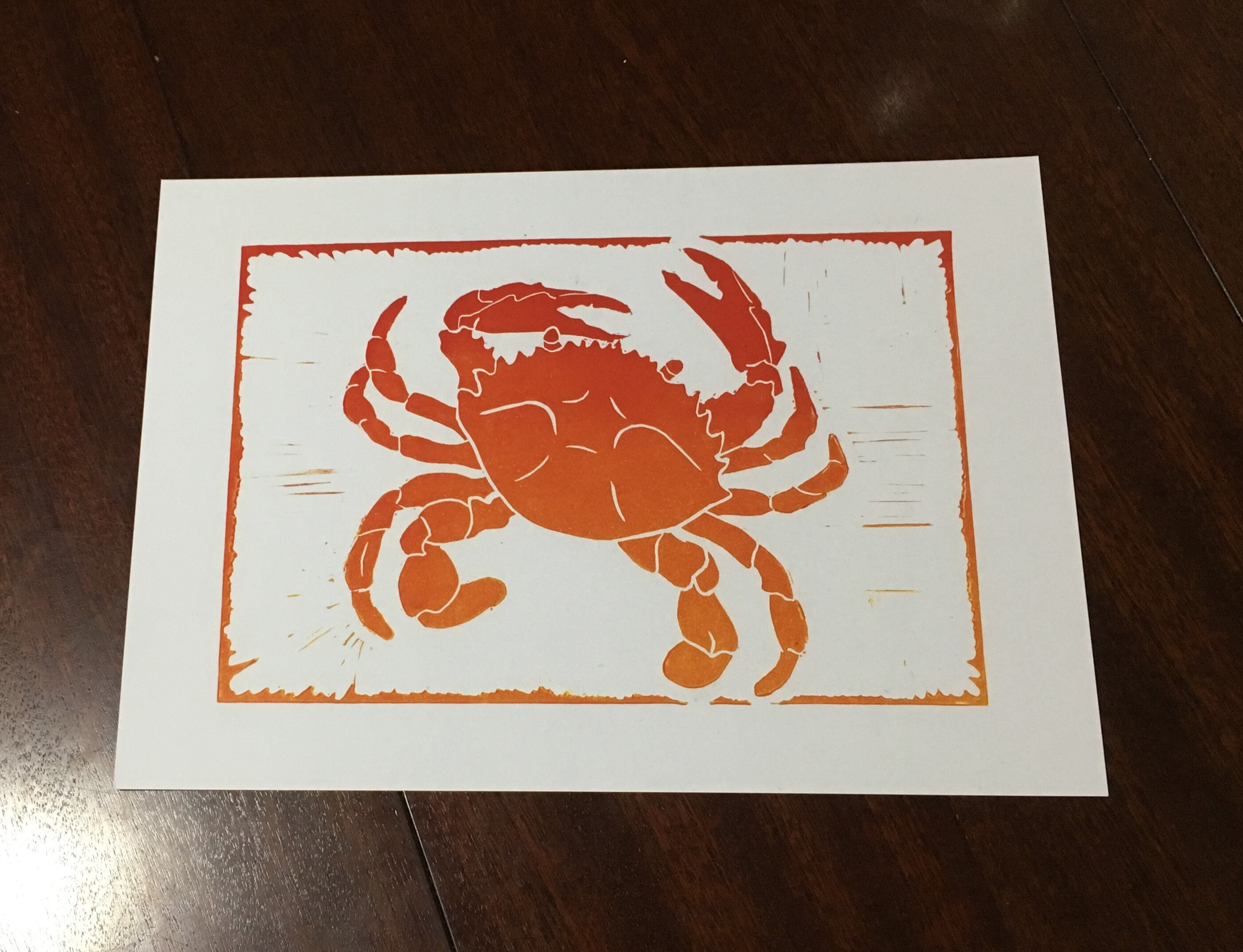Crab Art Print From an Original Lino Print - Etsy