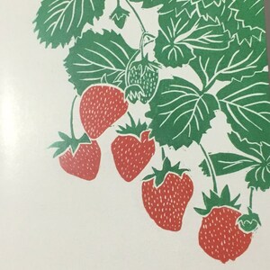 Strawberry Greetings Card From Lino Print 'strawbs' - Etsy