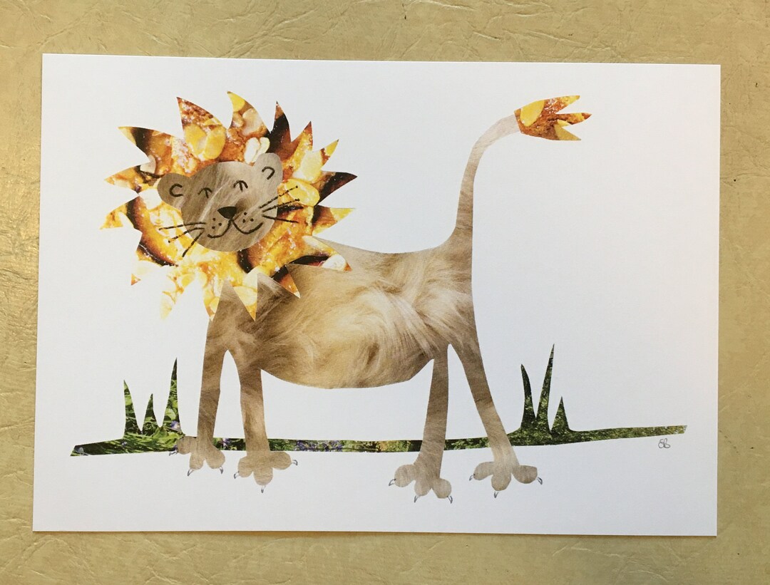 Lion Collage Art Print A5 - Etsy