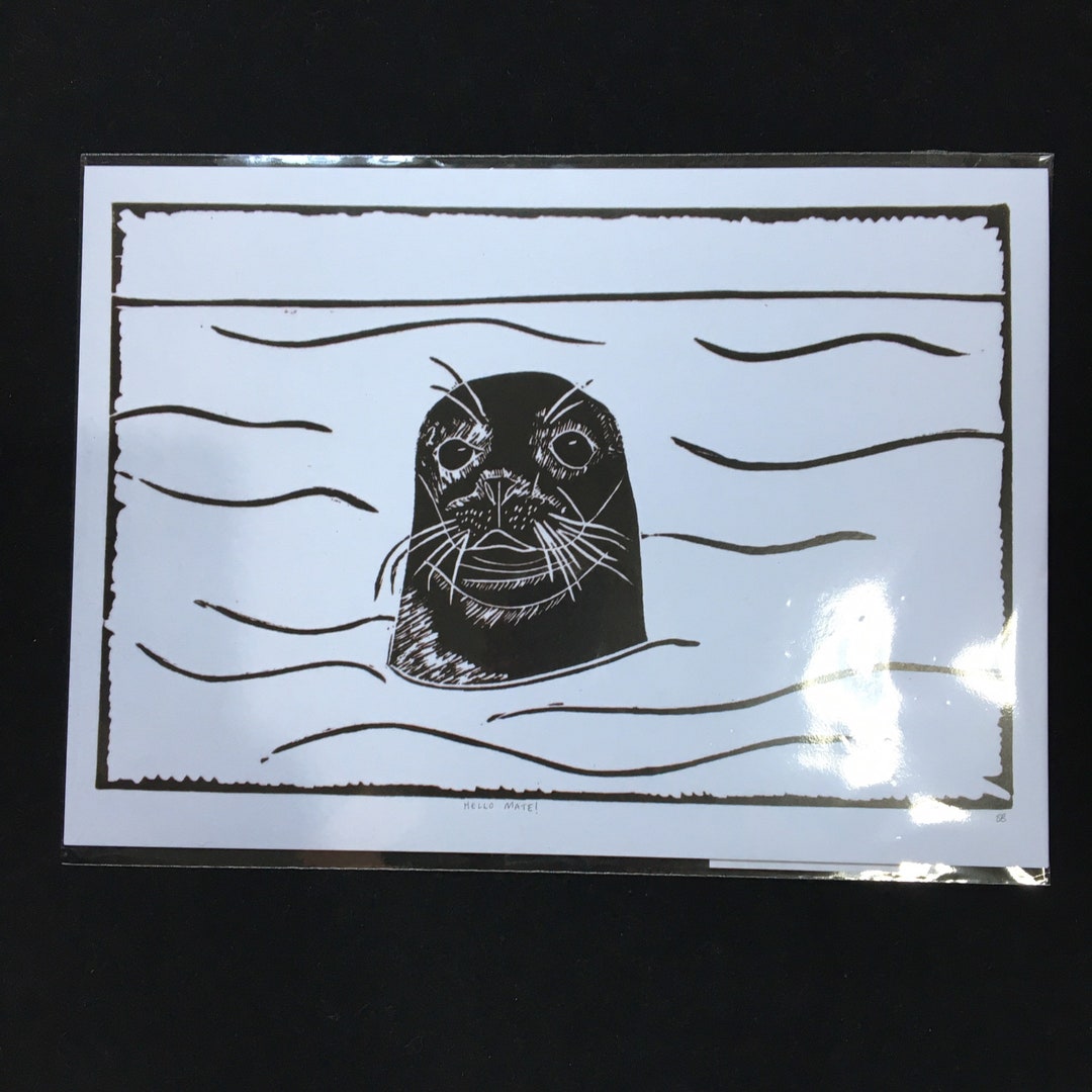 Seal Art Print - From an Original Lino Print - Etsy
