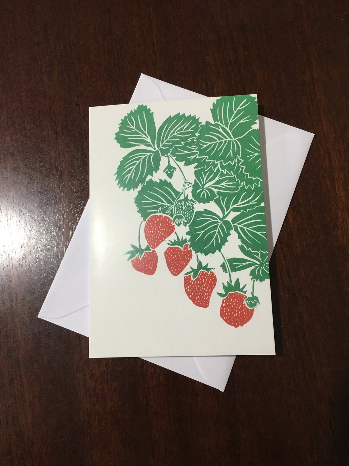 Strawberry Greetings Card From Lino Print 'strawbs' - Etsy