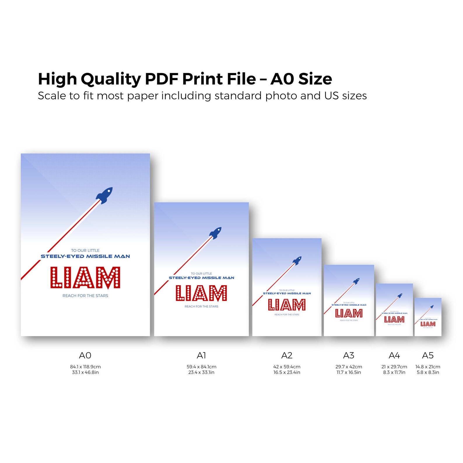 Liam Printable Personalised Nursery Decor Steely Eyed Missile Man Cute ...