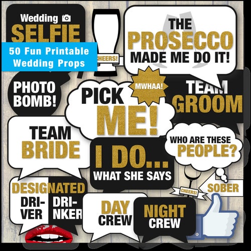 Wedding Photo Booth Props Printable Wedding Signs 26 Party - Etsy