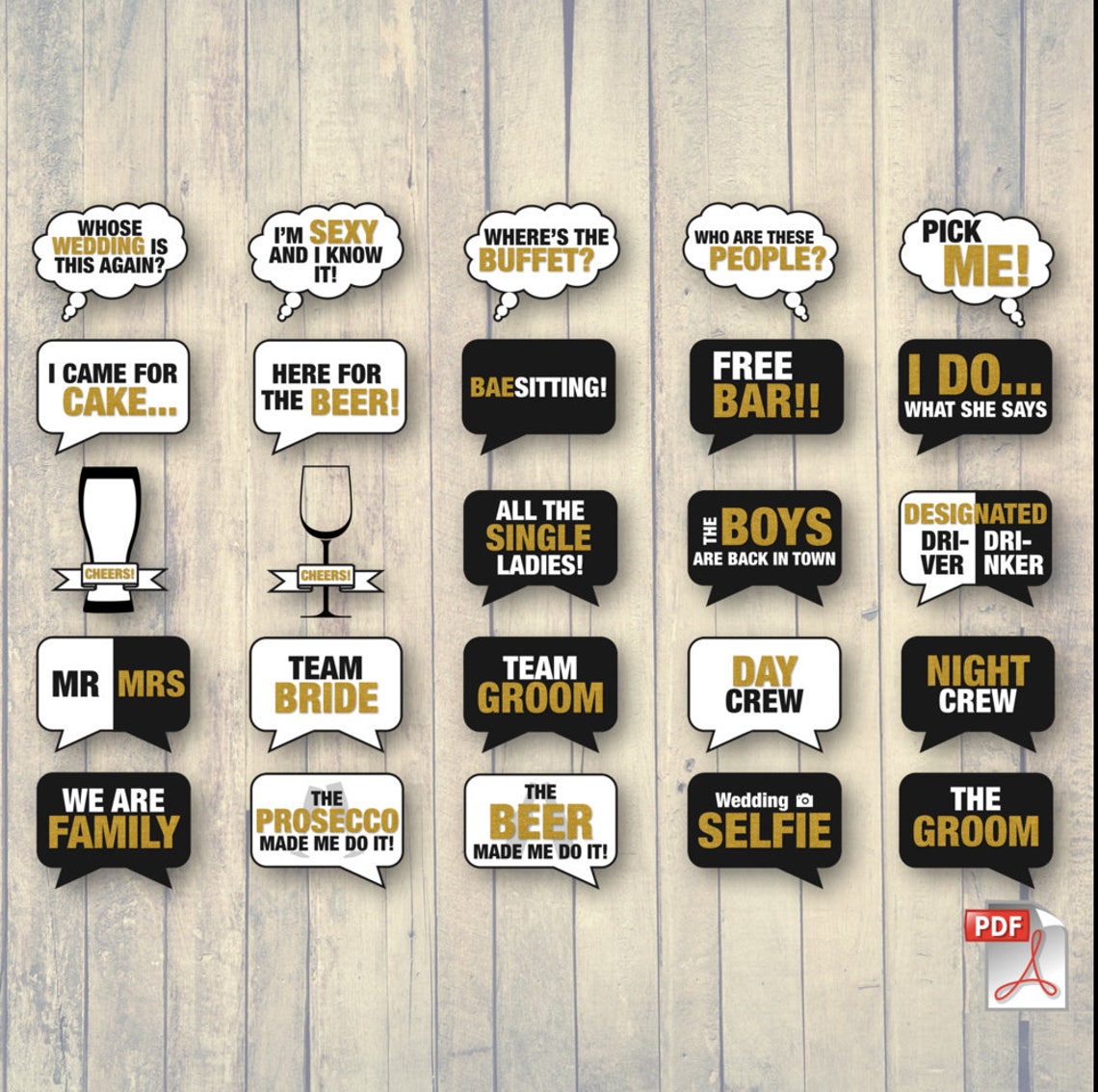 50 Fun Printable Wedding Props | Funny DIY Photo Booth Speech Bubbles ...