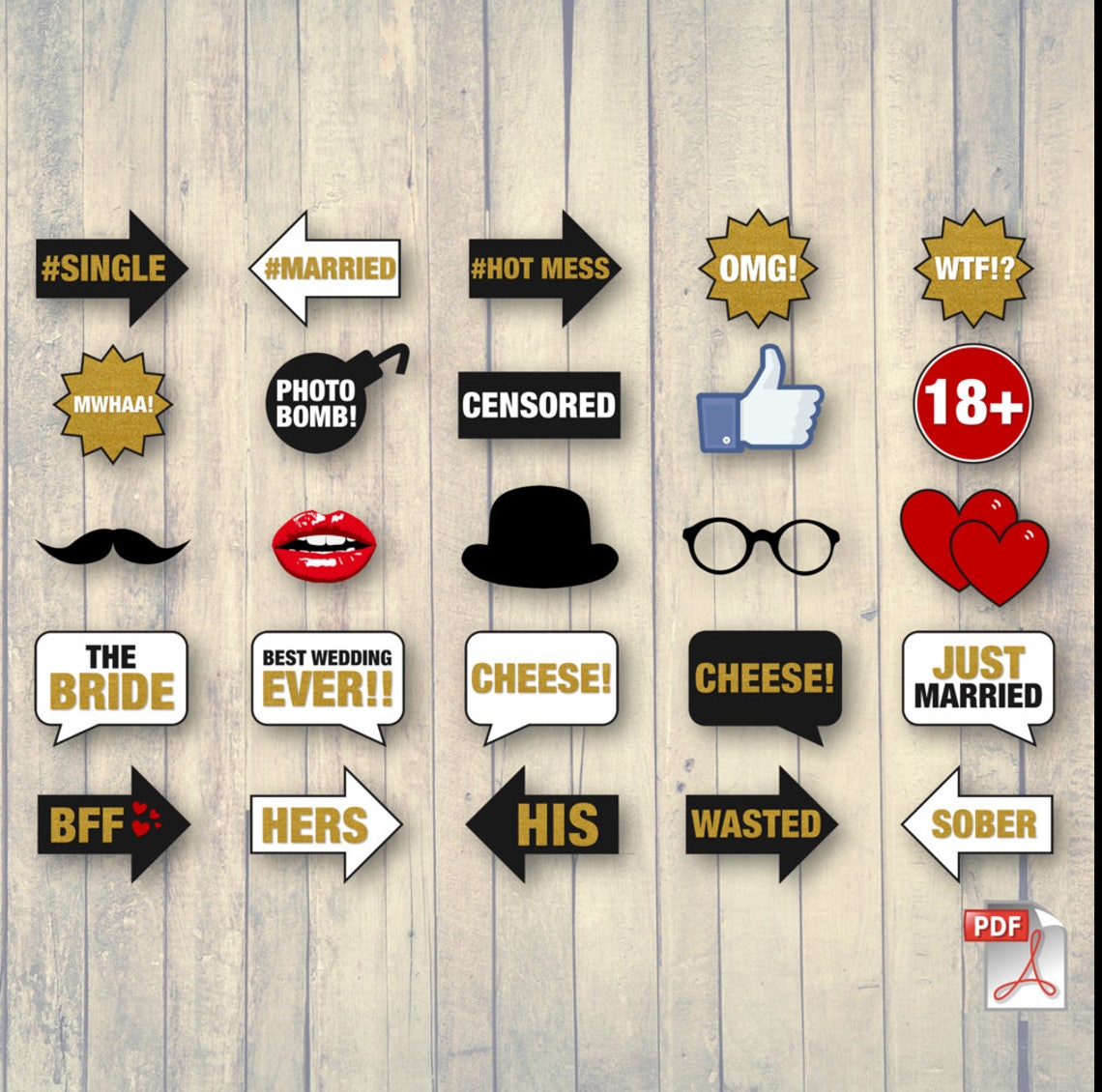 50 Fun Printable Wedding Props | Funny DIY Photo Booth Speech Bubbles ...