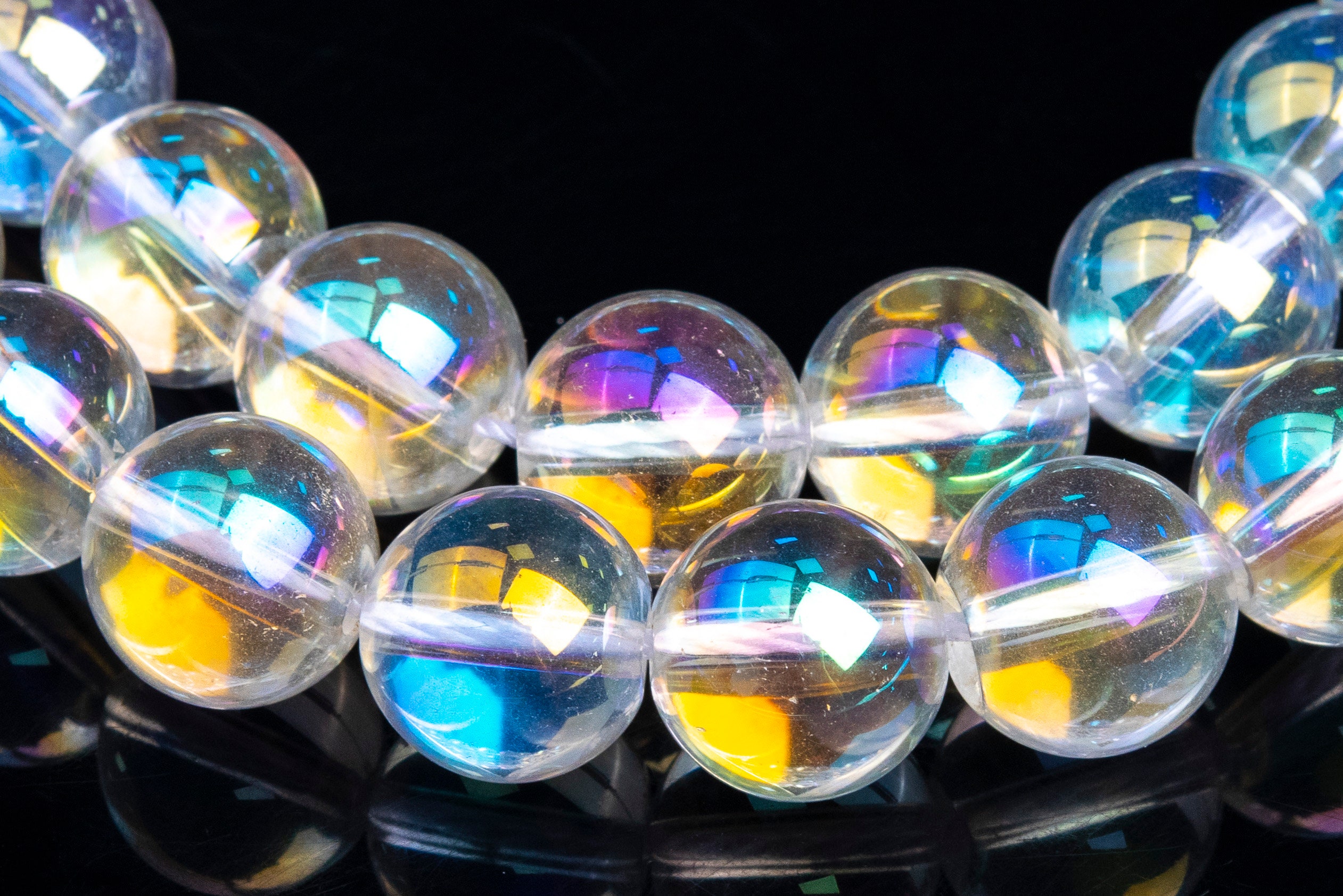 Crystal Quartz Gemstone Beads 10MM Rainbow Round AAA Quality Loose ...