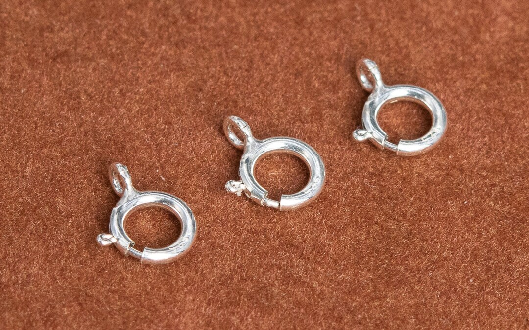 10 Pcs - 8x5mm Sterling Silver Spring Ring Clasps for Jewelry Making ...