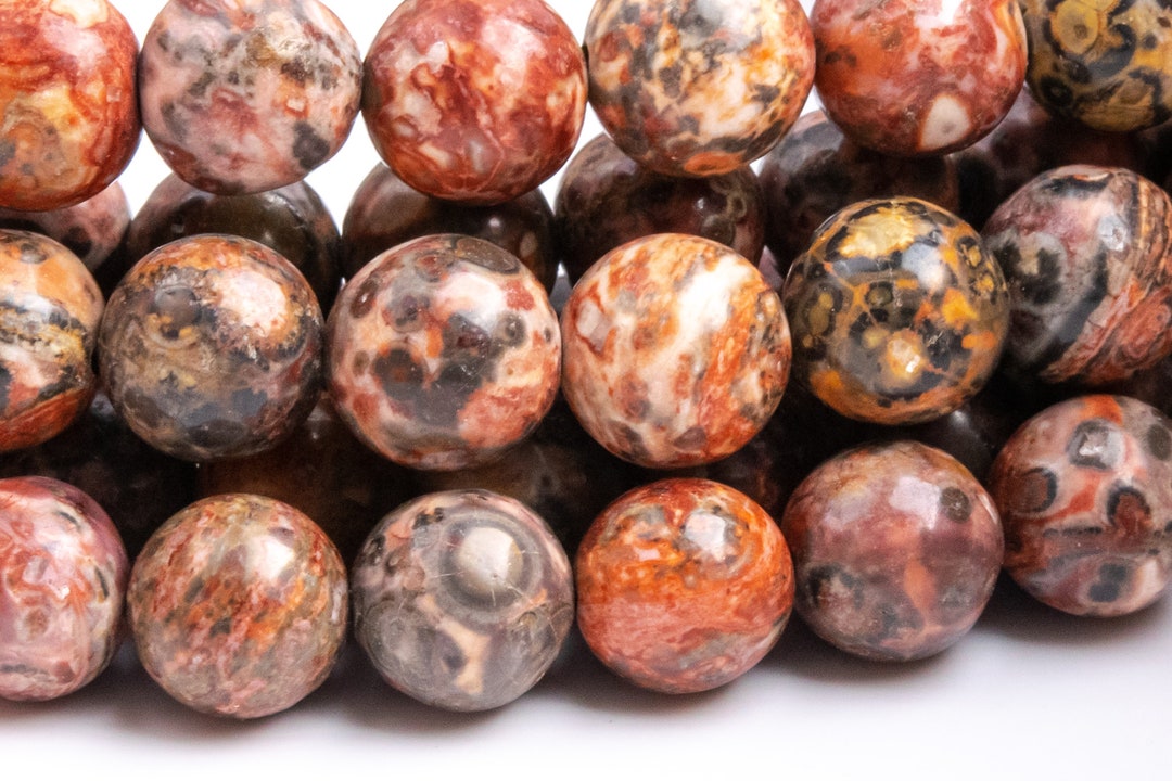 Genuine Natural Leopard Skin Jasper Gemstone Beads 8-9MM Multicolor ...