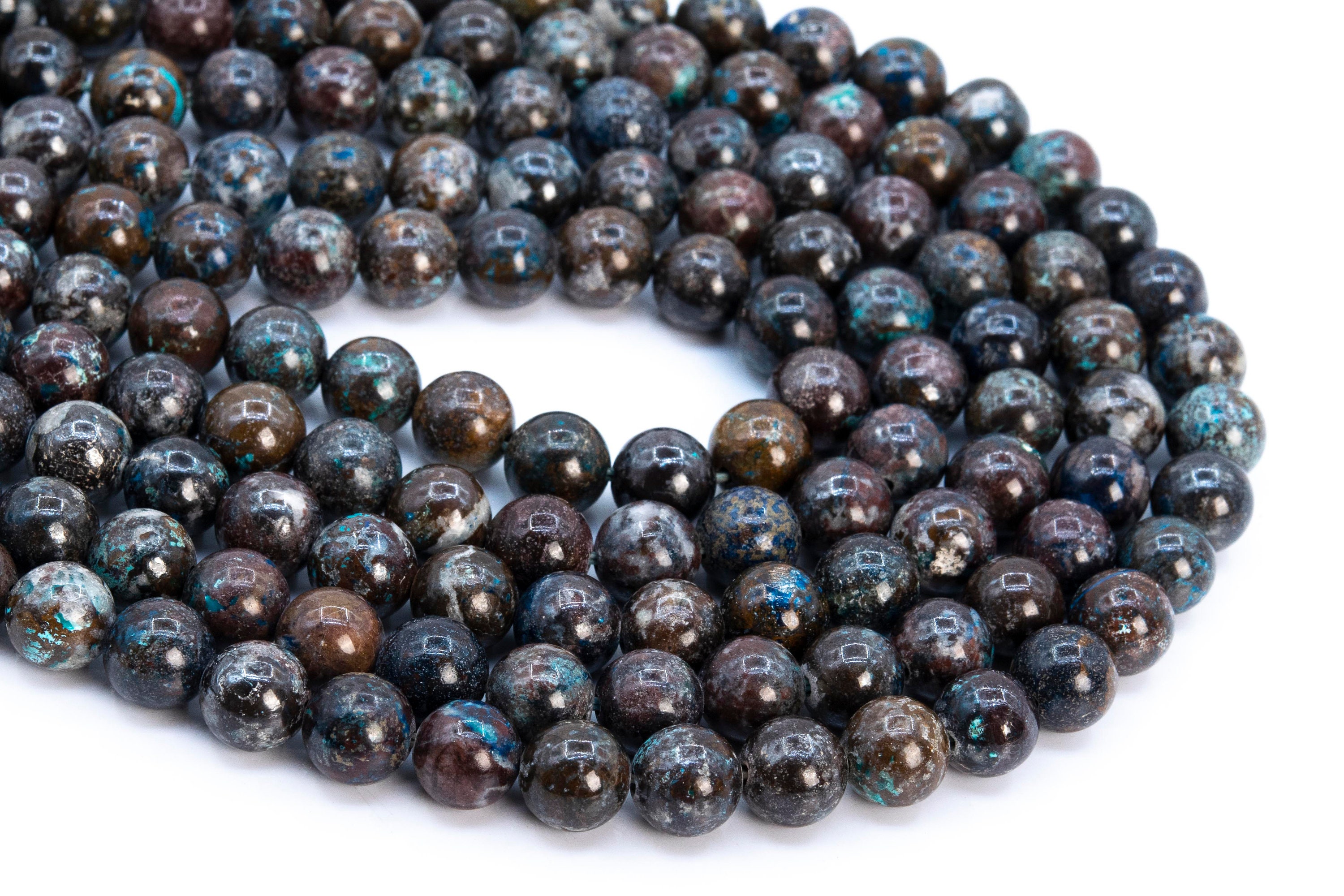 Genuine Natural Azurite Malachite Quartz Gemstone Beads 8MM - Etsy UK