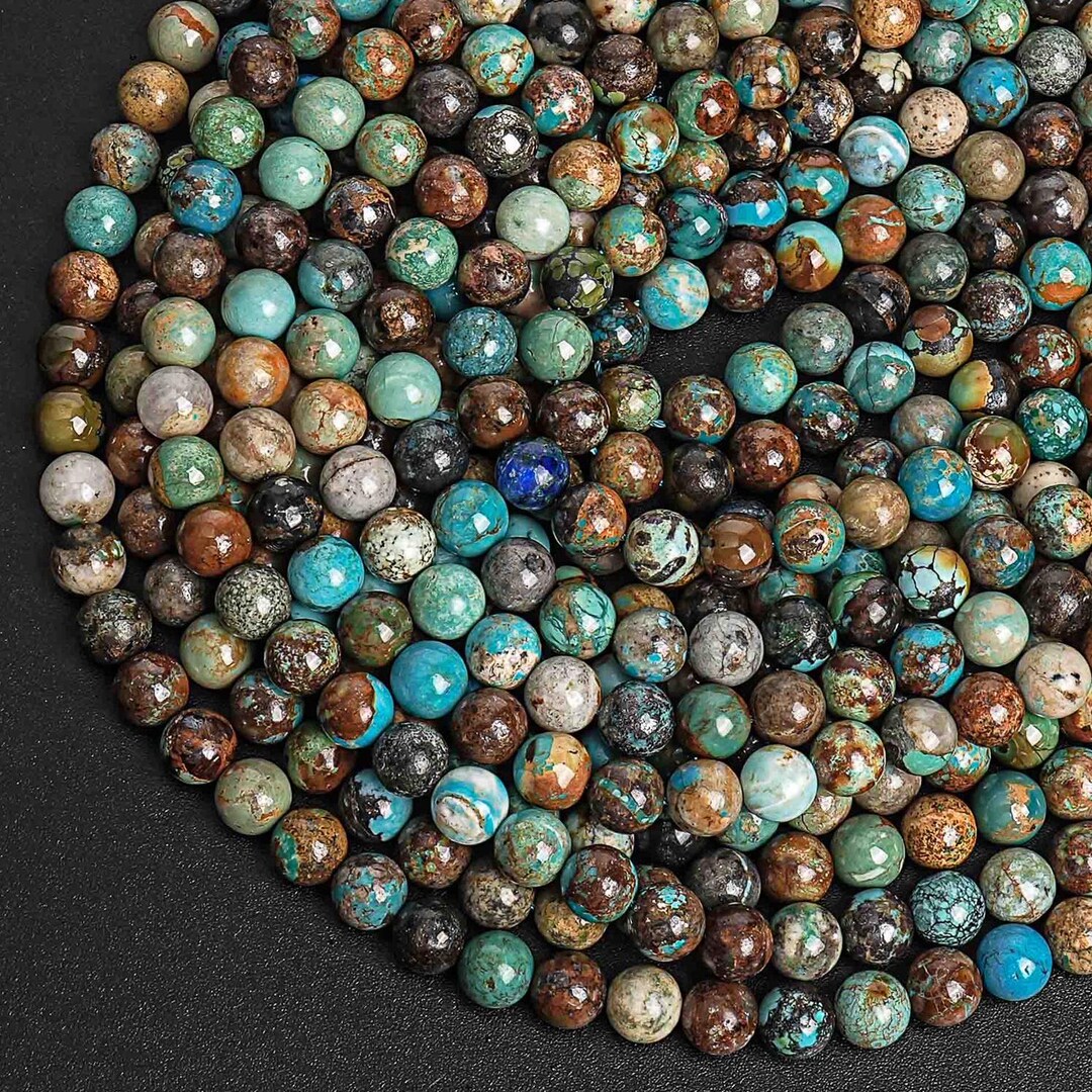 Genuine Natural Turquoise Gemstone Beads 8MM Multicolor Round AA ...