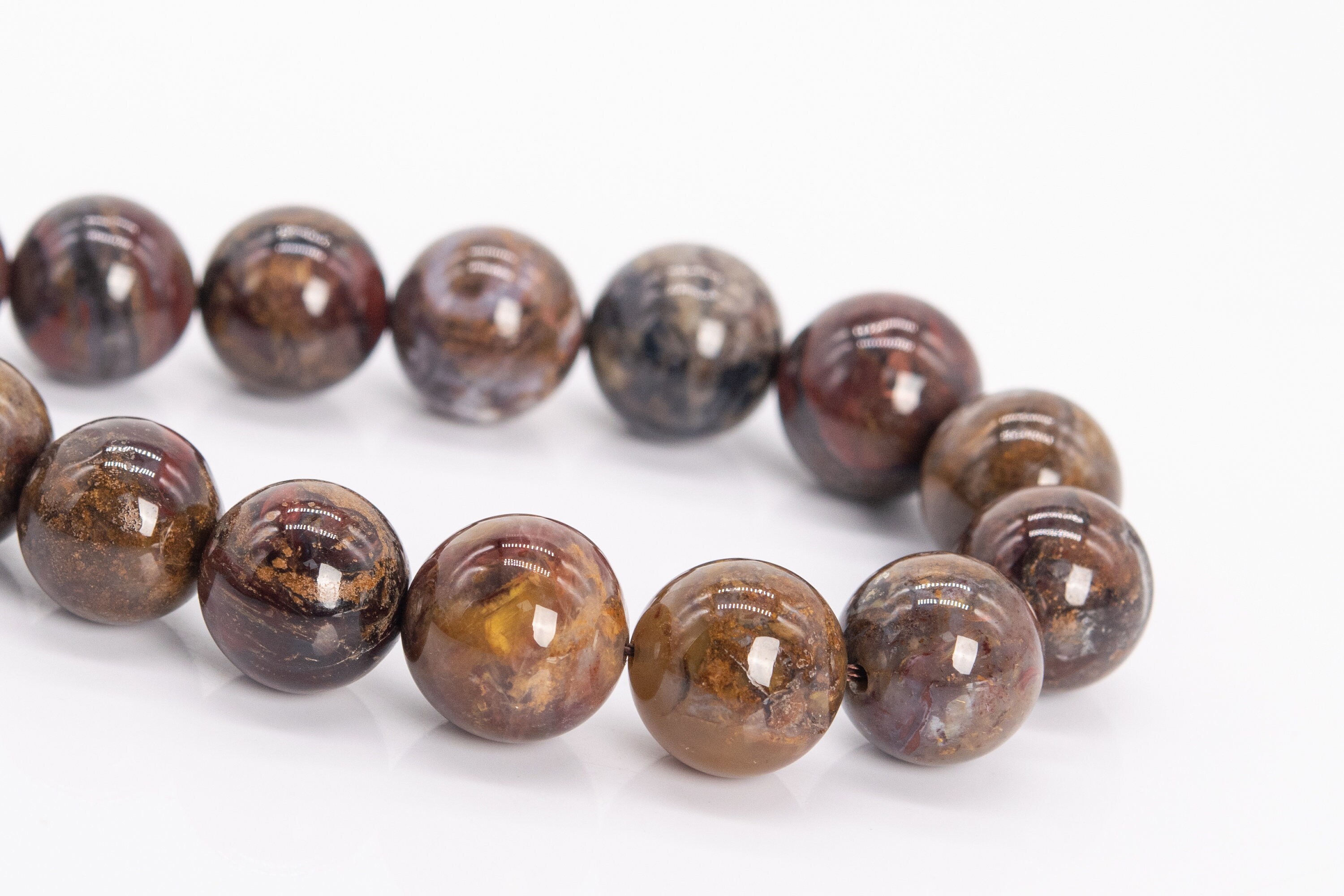 Genuine Natural Colombian Pietersite Gemstone Beads 11MM Brown Round AA ...