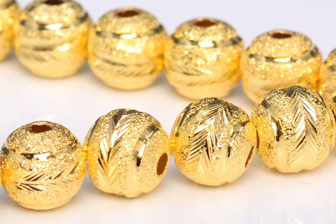 10 Pcs 8MM Gold Tone Round Spacer Beads for Jewelry Making | Etsy