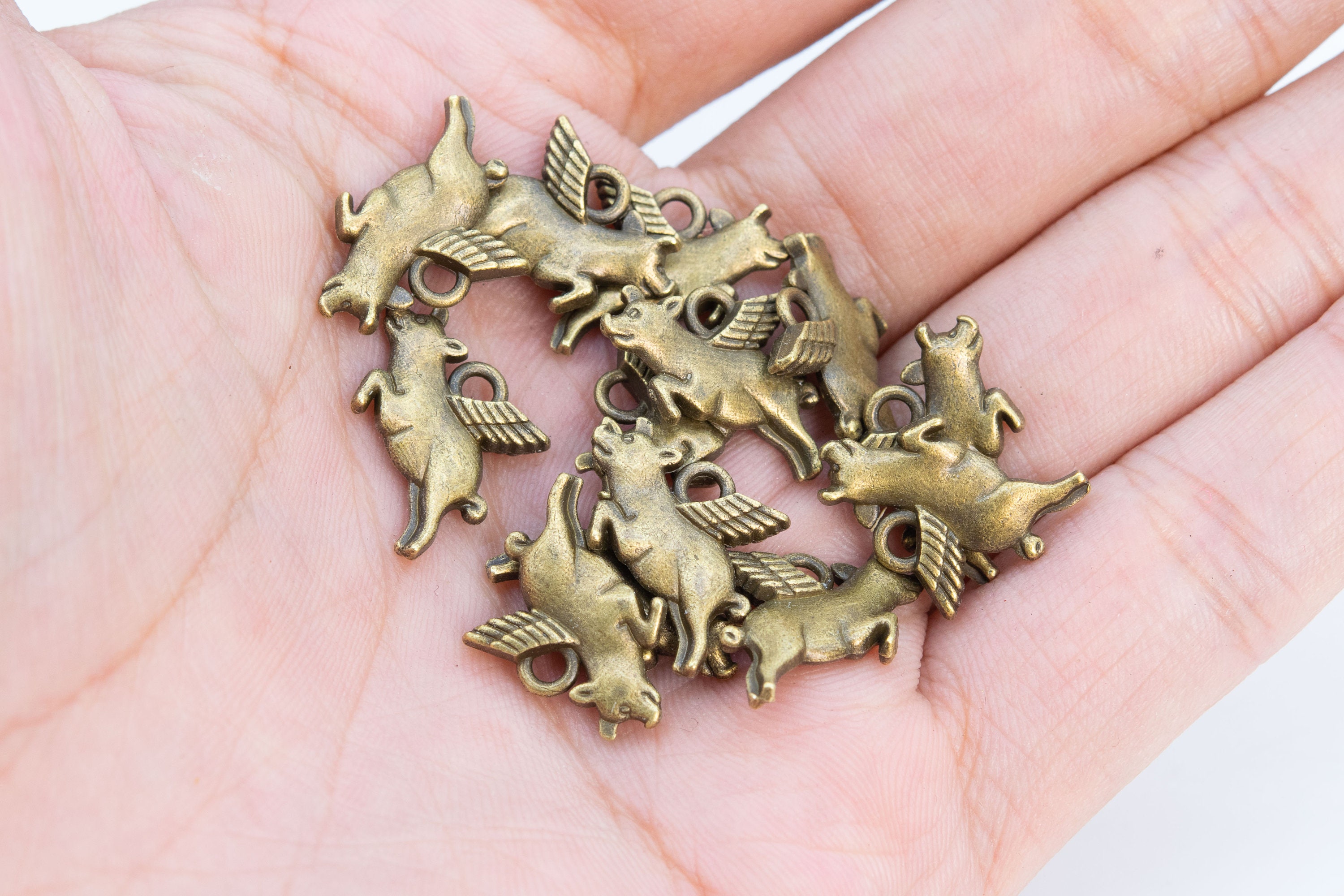 10pcs 16x13mm Flying Pig Charm Double Side Antique Bronze - Etsy UK