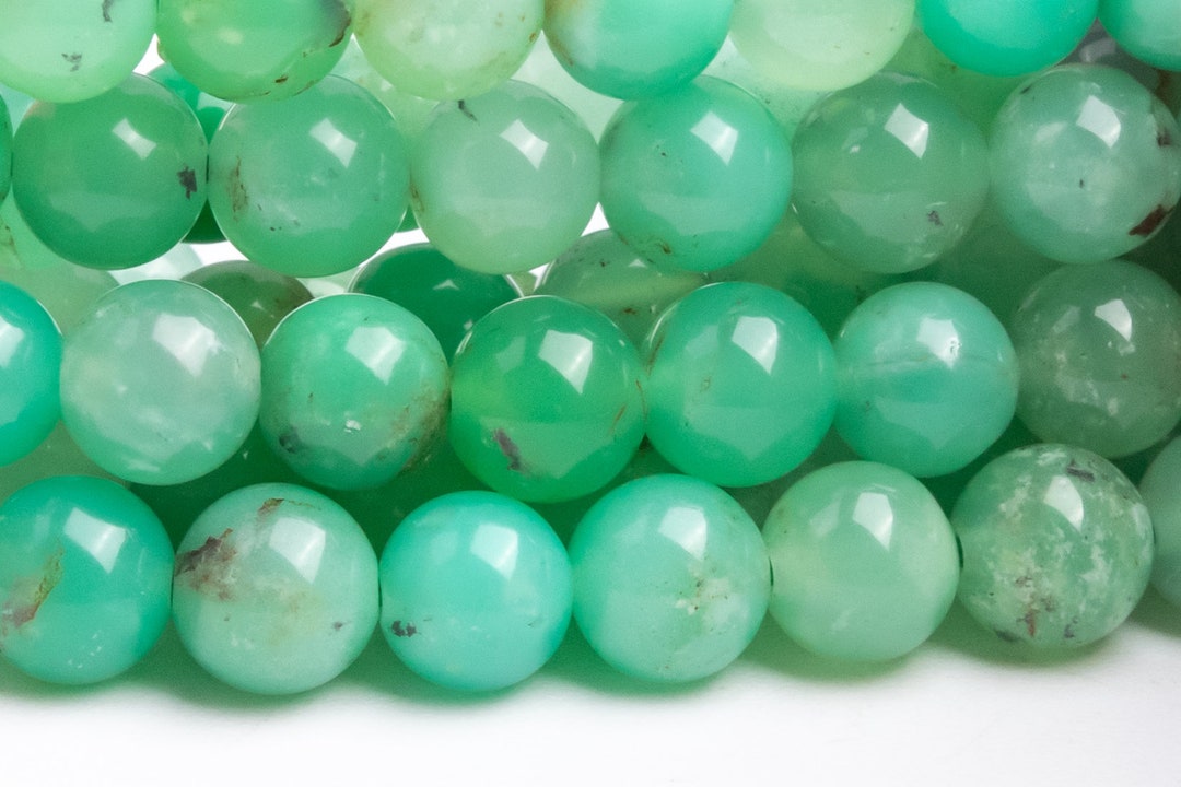 Genuine Natural Chrysoprase / Australian Jade Gemstone Beads 6MM Green ...