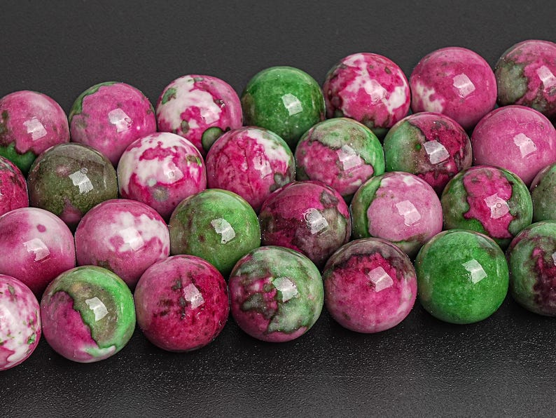 Rain Flower Jade Gemstone Beads 4MM 6MM 8MM 10MM 12MM Red Blue Round A+ ...