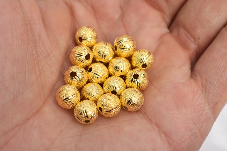 10 Pcs 8MM Gold Tone Round Spacer Beads for Jewelry Making - Etsy