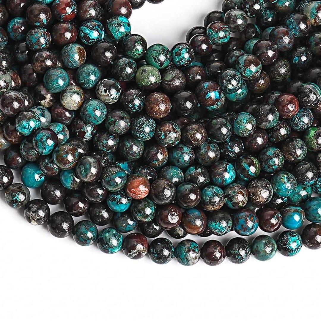 Genuine Natural Azurite Malachite Quartz Gemstone Beads 6MM 8MM Bronze ...