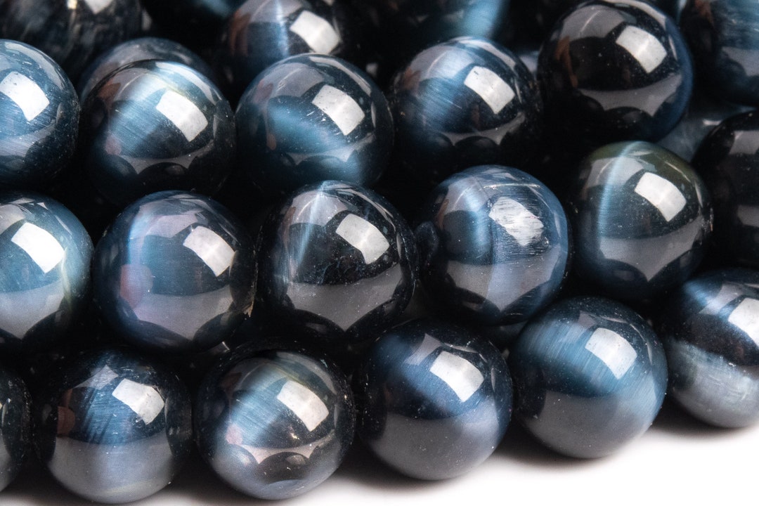 Natural Gemstone Tiger Eye Hawk Eye Gemstone Beads 7-8MM Gray Blue ...